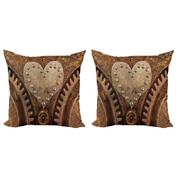 East Urban Home Dekokissen Kissenbezug, Herz-Form und Nieten, Steampunk, Braun | Wayfair.de